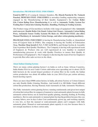 Fully automatic cotton ginning machine : cotton ginnery | PDF