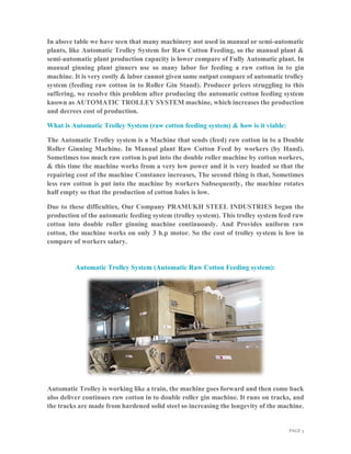 Fully automatic cotton ginning machine : cotton ginnery | PDF