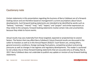 Barry Callebaut Annual Results 2016/17 | PDF