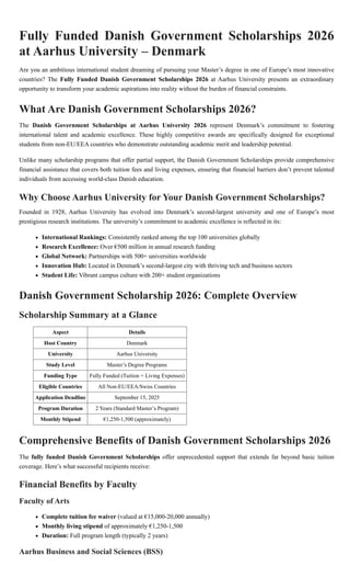 Fully Funded Danish Government Scholarships 2026 at Aarhus University ...