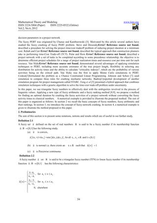 Fully fuzzy time cost trade-off in a project network - a new approach | PDF
