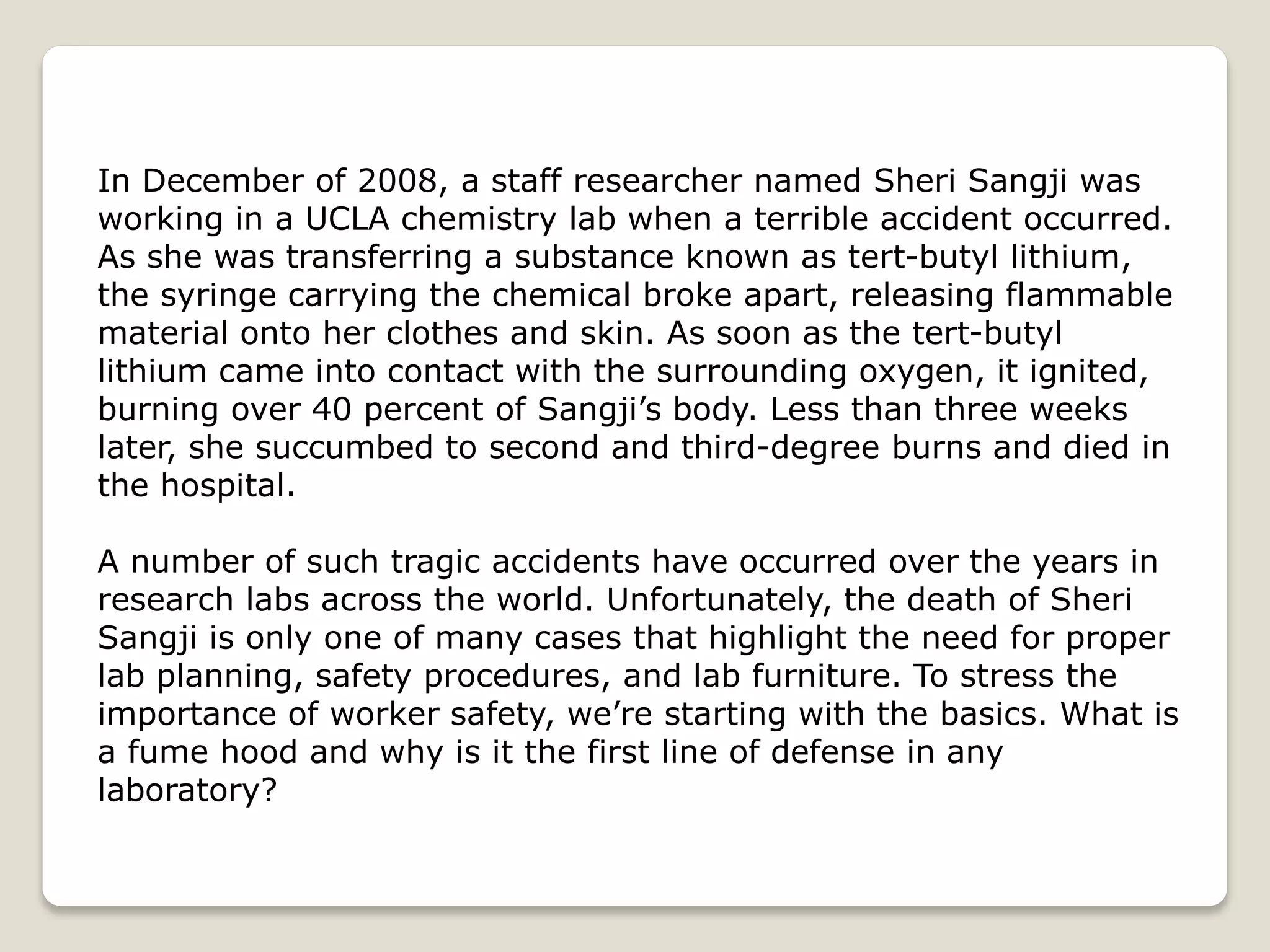 Fume Hoods: What Are They and Why Are They So Important to Lab Safety? | PDF