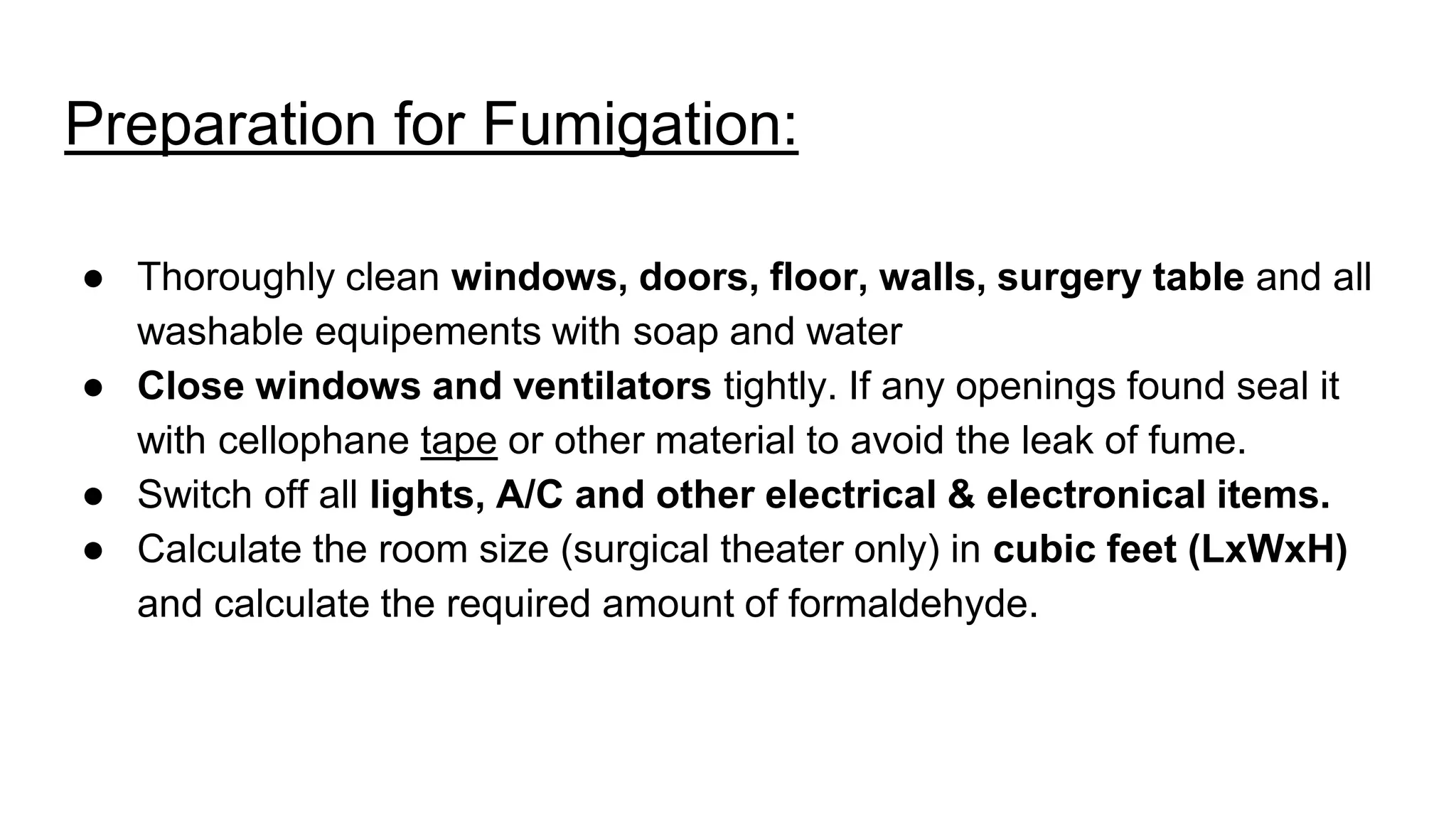 Fumigation of Operation Theartre presentation | PPTX
