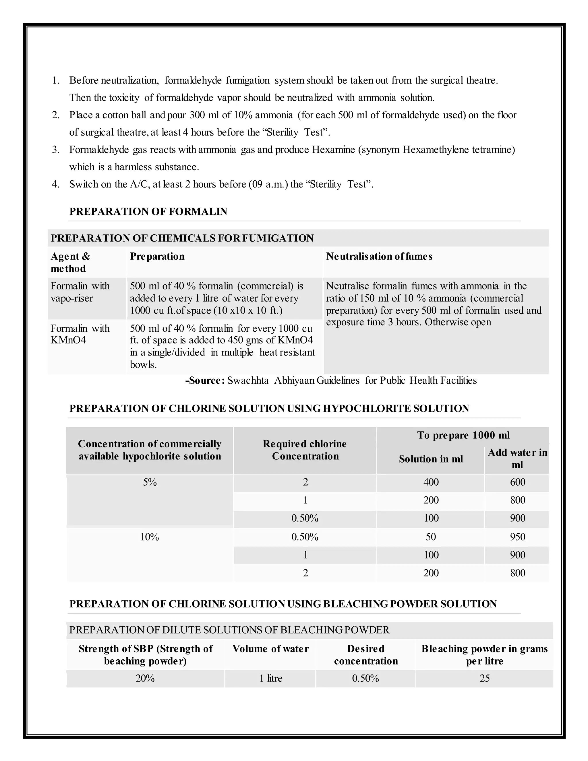 Fumigation process and hospital infection control | DOCX