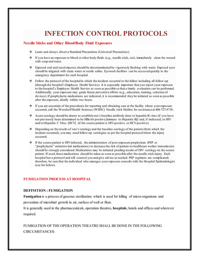 Fumigation process and hospital infection control | DOCX