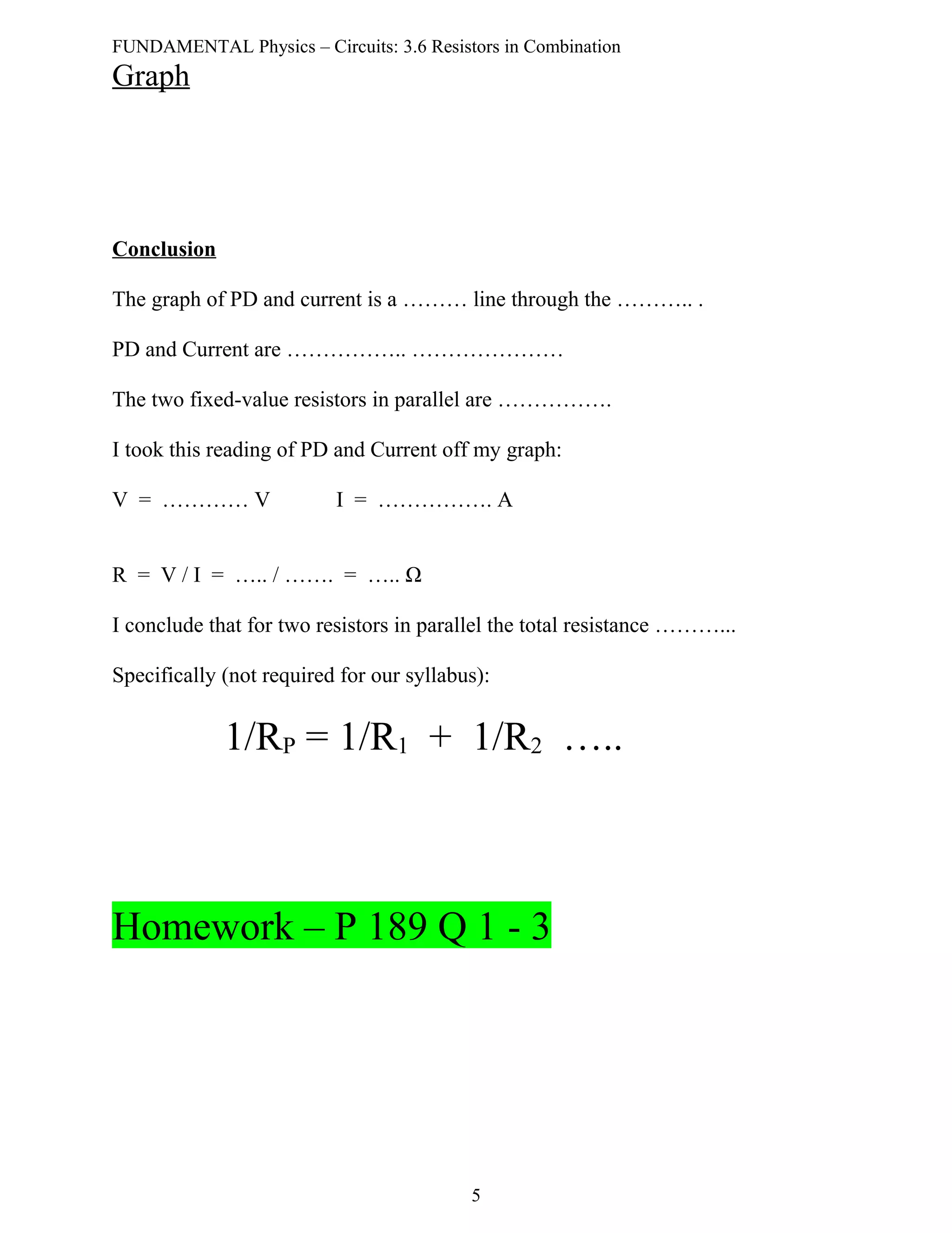 Fun 3.6 resistors in combination - notes | DOC | Physics | Science