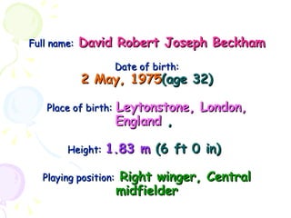 Fun Facts About David Beckham | PPT