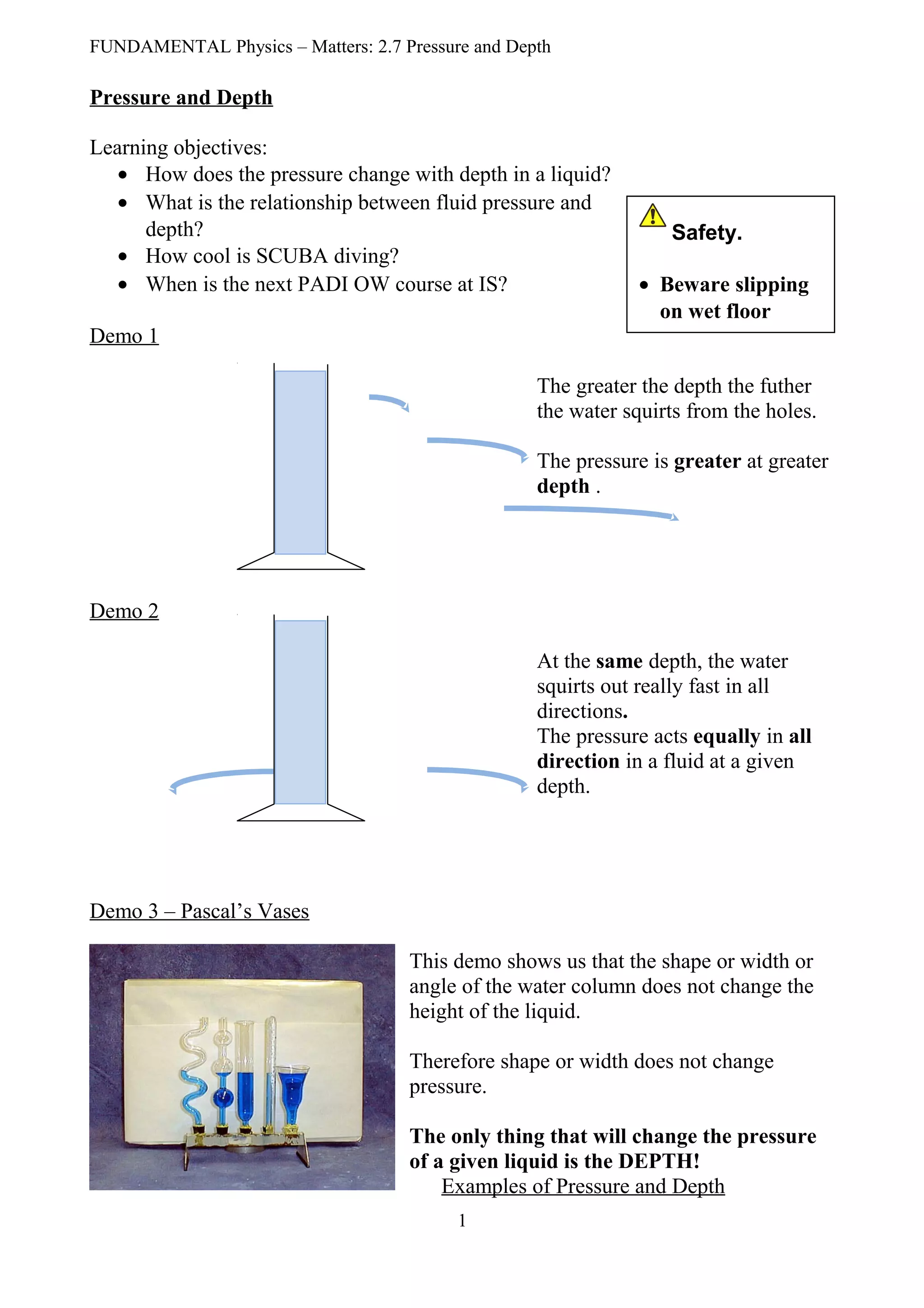 Fun2.7 pressure and depth notes | DOC