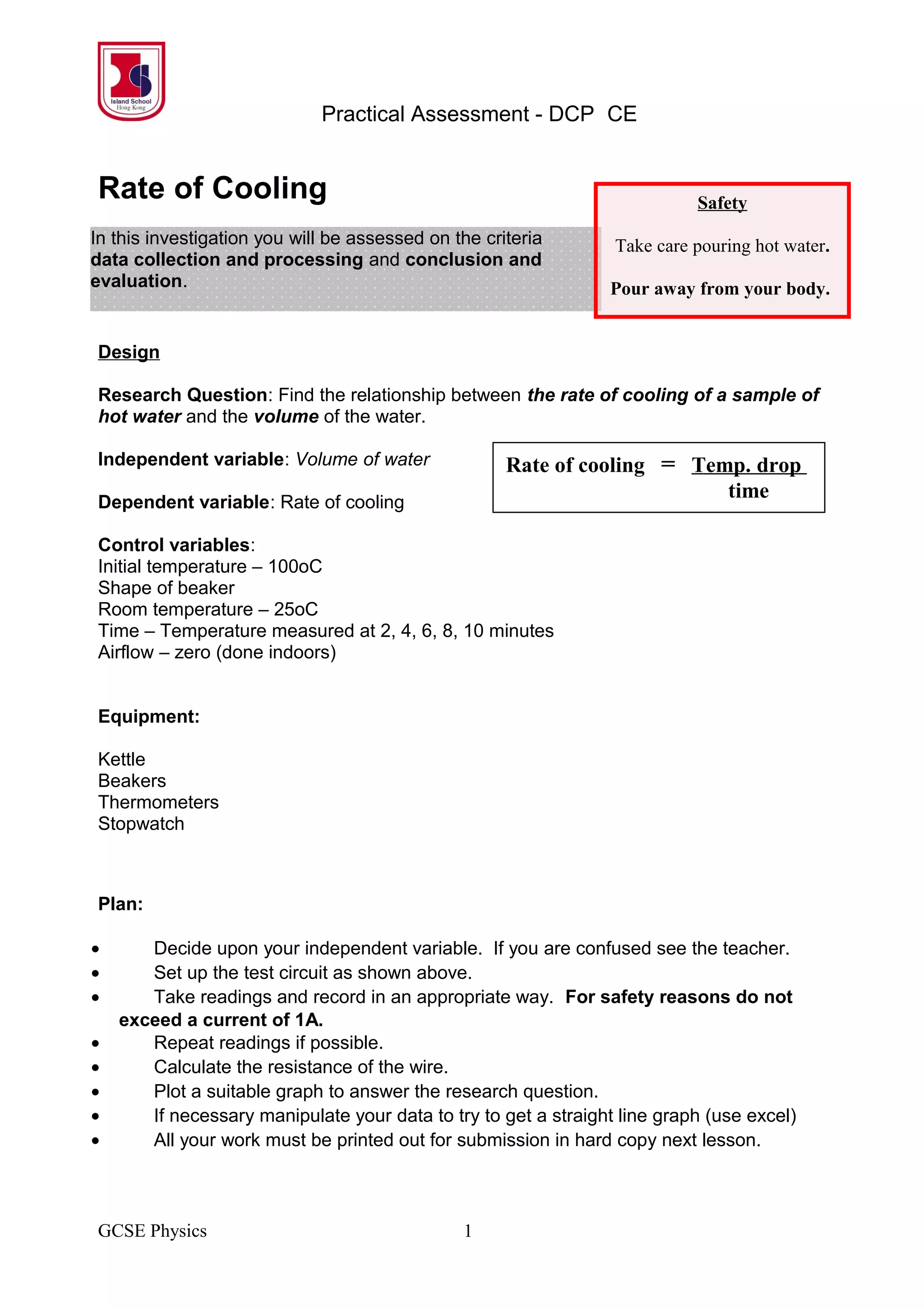 Fun4.7a practical rate of cooling and volume dcp ce | DOC