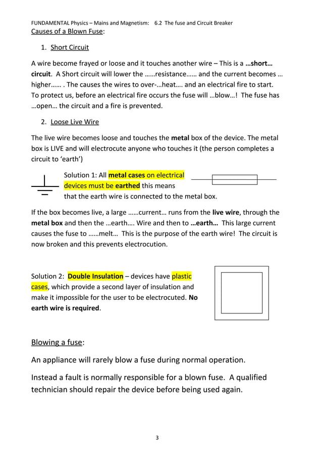 Fun6.2 the fuse and circuit breaker notes | PDF
