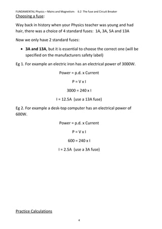 Fun6.2 the fuse and circuit breaker notes | PDF