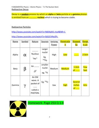 Fun7.1 the nuclear atom notes | DOC