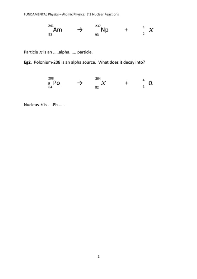 Fun7.2 nuclear reactions notes | PDF