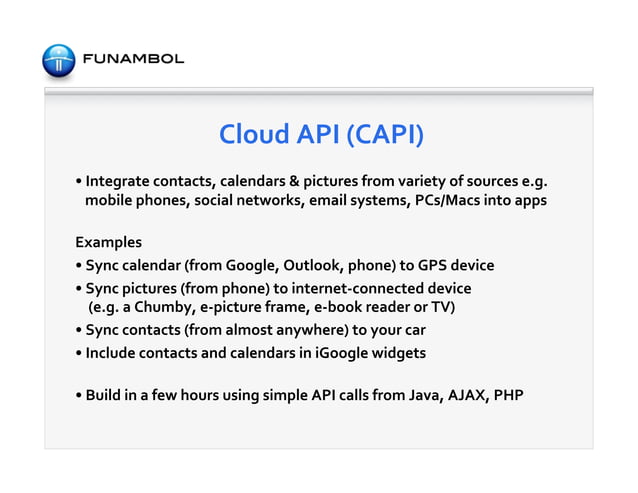 Funambol Cloud API (CAPI) | PDF