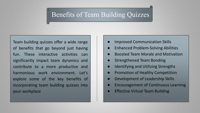 Fun and Engaging Team Building Quiz Ideas | PPTX