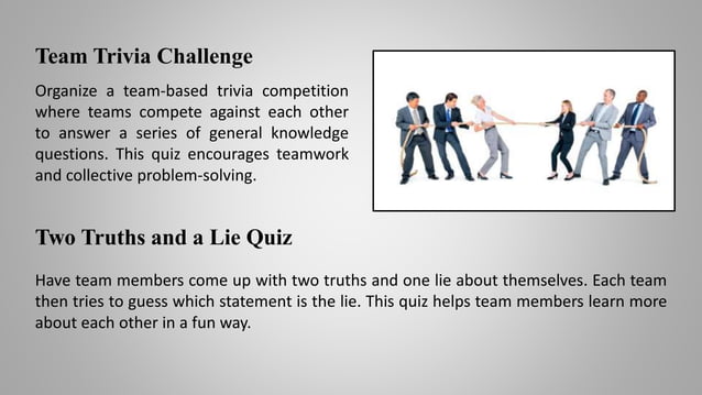 Fun and Engaging Team Building Quiz Ideas | PPTX