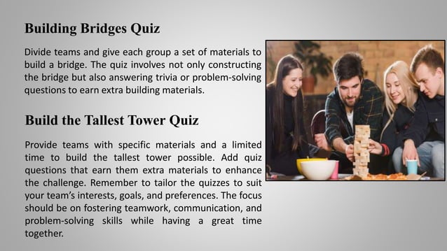 Fun and Engaging Team Building Quiz Ideas | PPTX