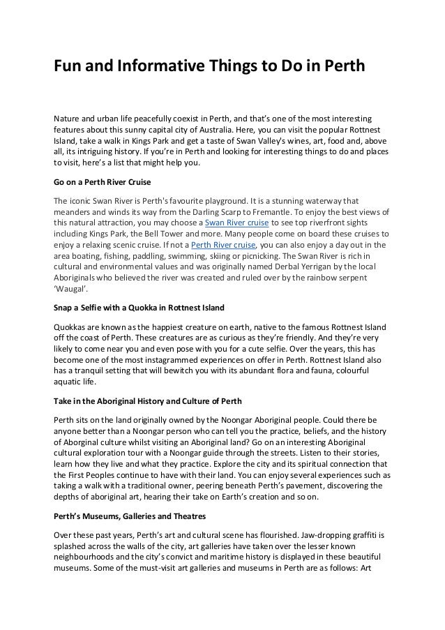 Fun and informative things to do in perth | PDF