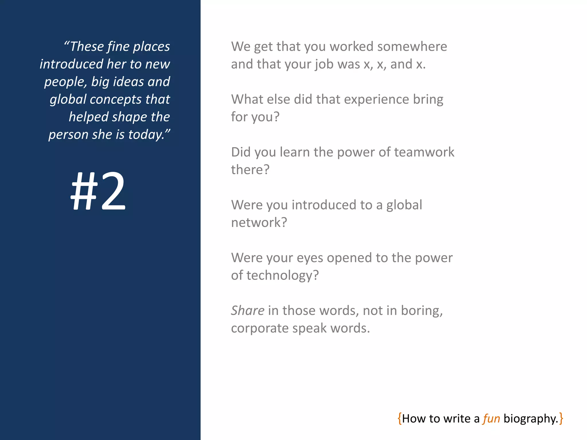 How to write a fun bio | PPTX | Resume Writing and Advice | Job Search