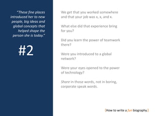 How to write a fun bio | PPTX | Resume Writing and Advice | Job Search