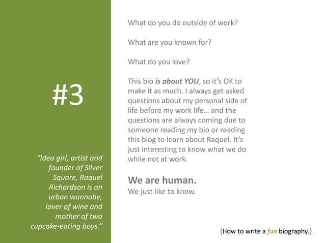 How to write a fun bio | PPTX | Resume Writing and Advice | Job Search