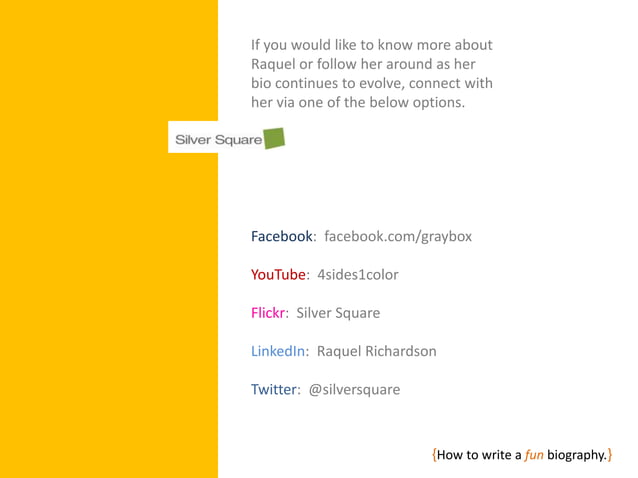 How to write a fun bio | PPTX | Resume Writing and Advice | Job Search