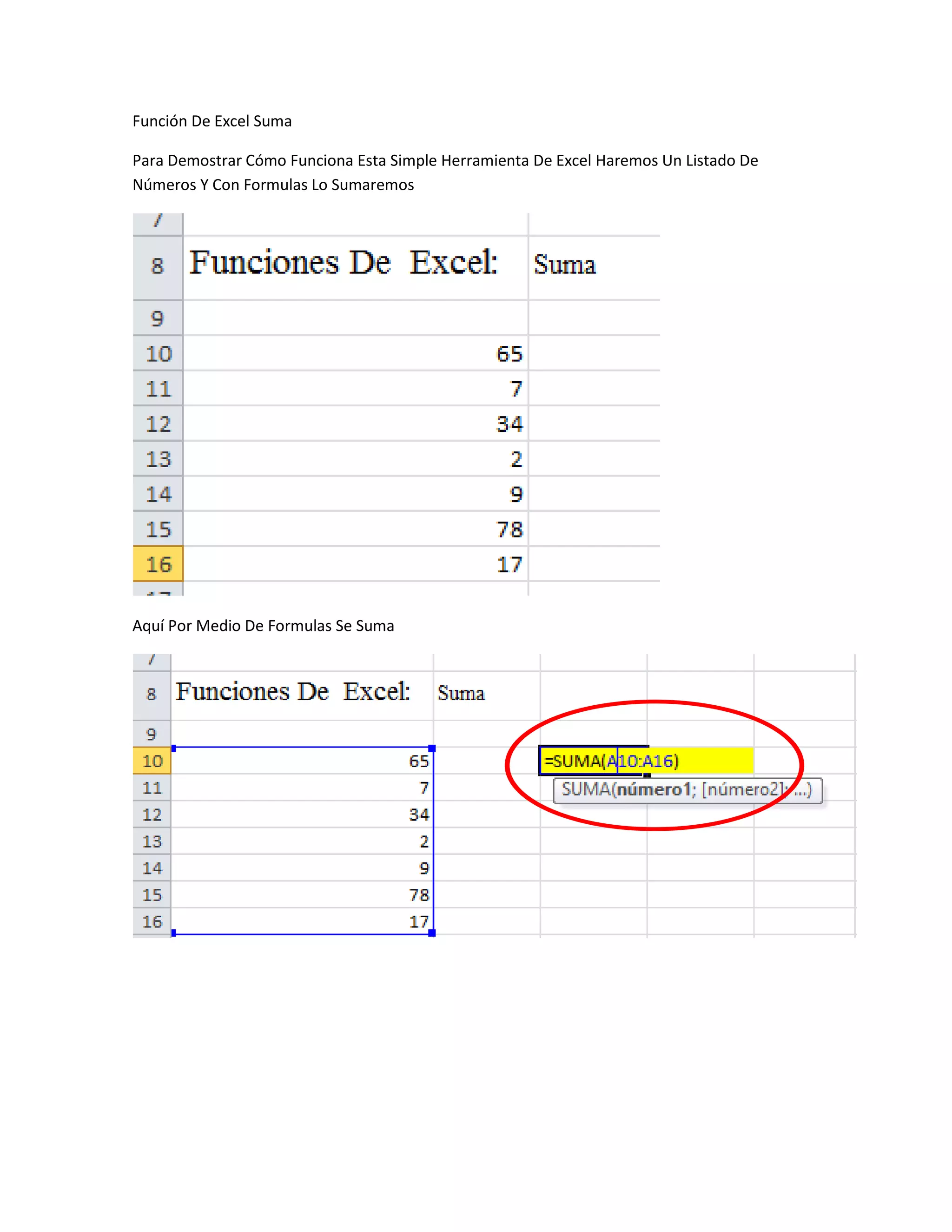 Función de excel suma | DOCX | Technology & Computing
