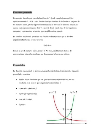 Función exponencial y su importancia en nuestra vida cotidiana. | DOCX
