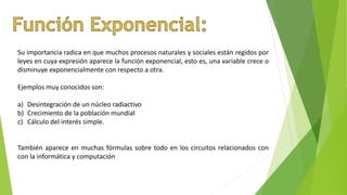 Función exponencial, logaritmo, trigonométrica e hiperbólica. | PPTX