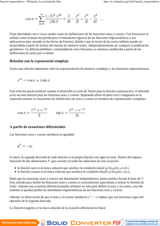 Función trigonométrica wikipedia, la enciclopedia libre | PDF