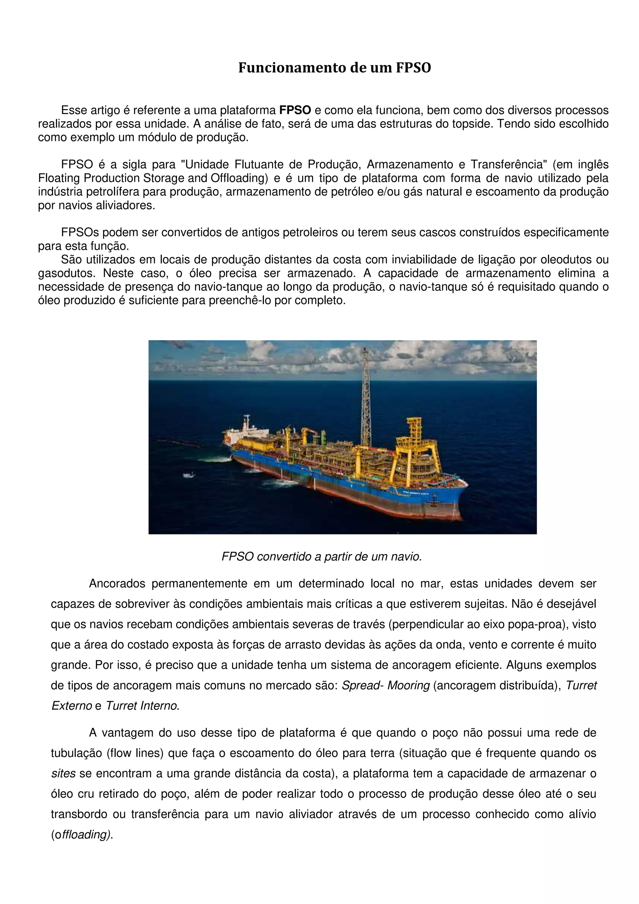 Funcionamento de um fpso | PDF