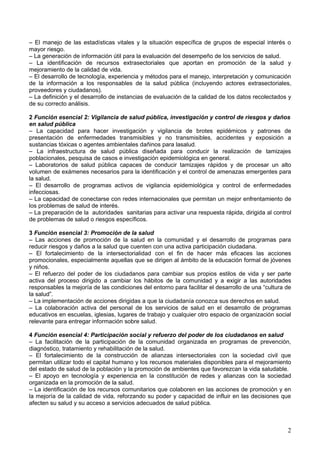 Funciones Esenciales De La Salud Publica | DOC