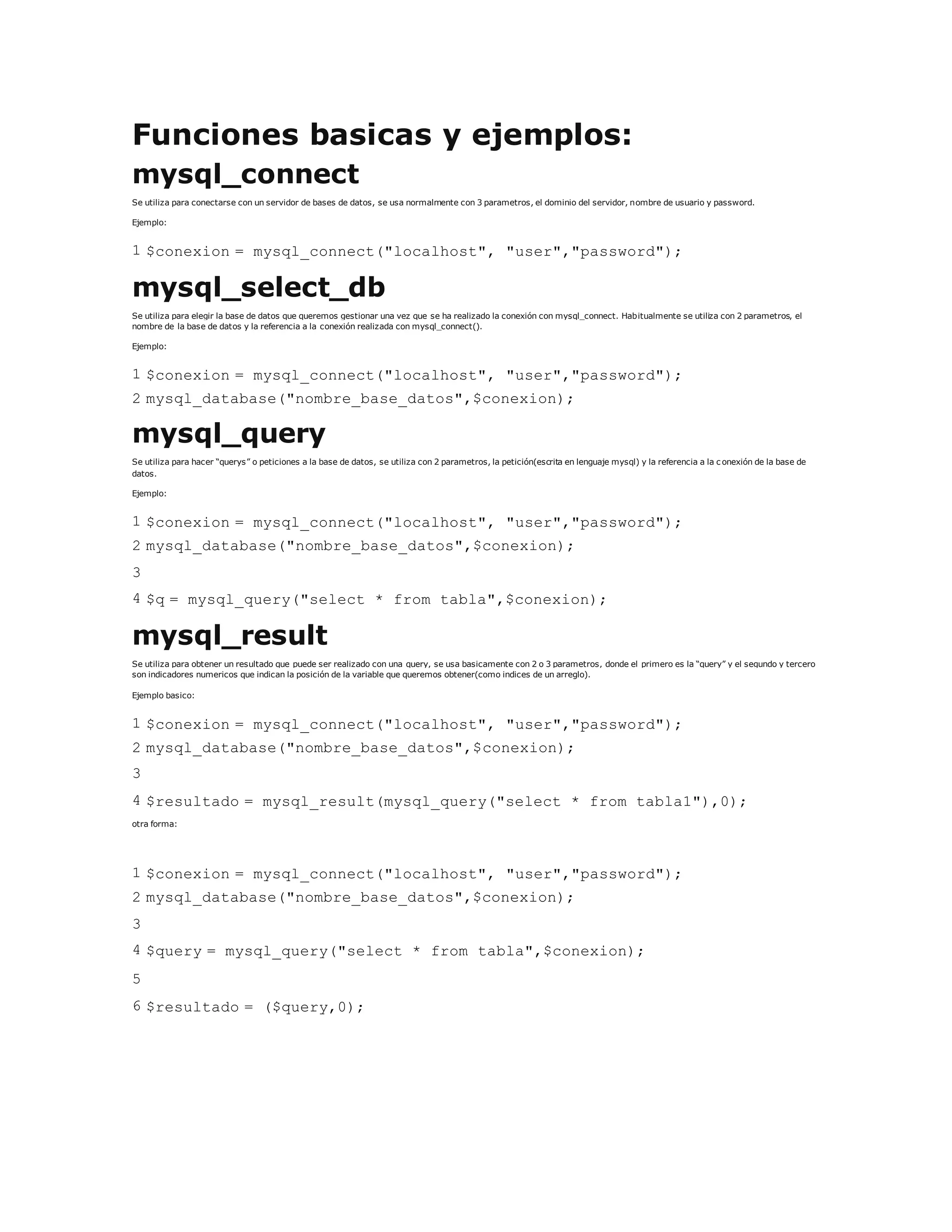 Funciones basicas y ejemplos | DOCX