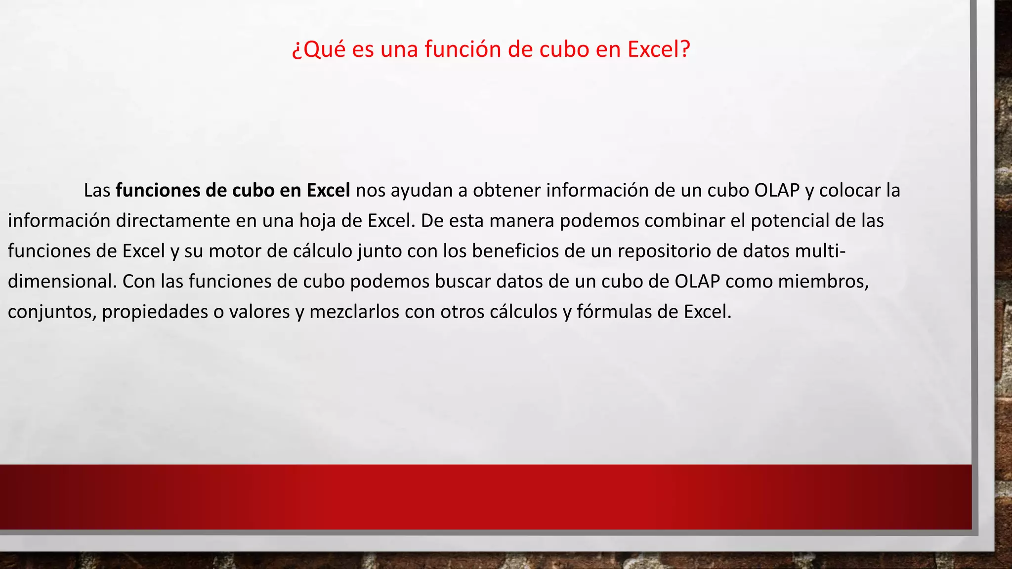 Funciones de cubo en Excel | PPT