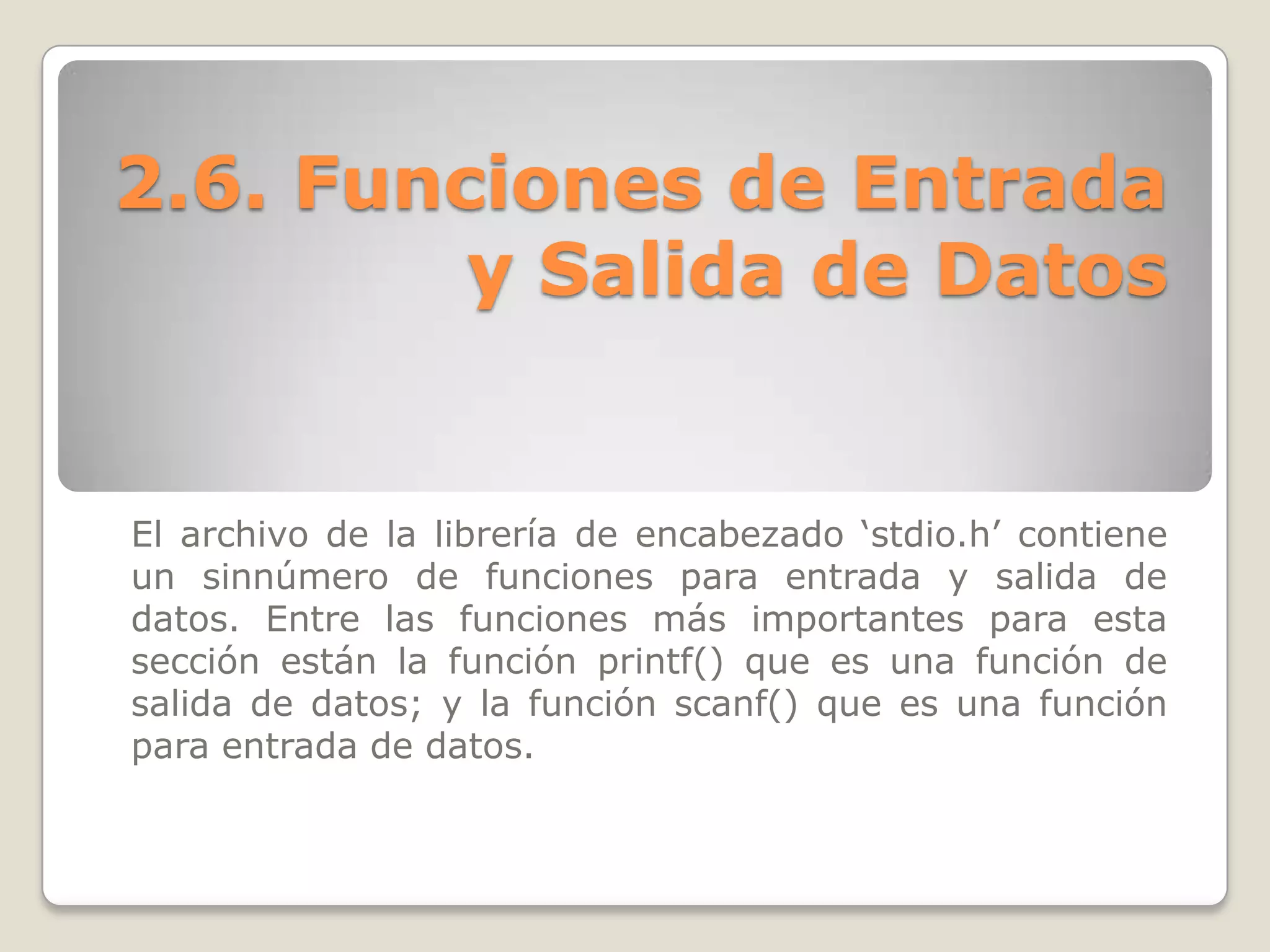 Funciones de entrada y salida | PPTX