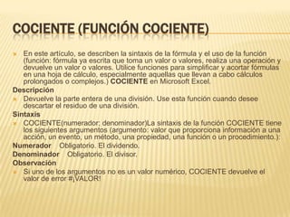 Funciones de excel | PPTX
