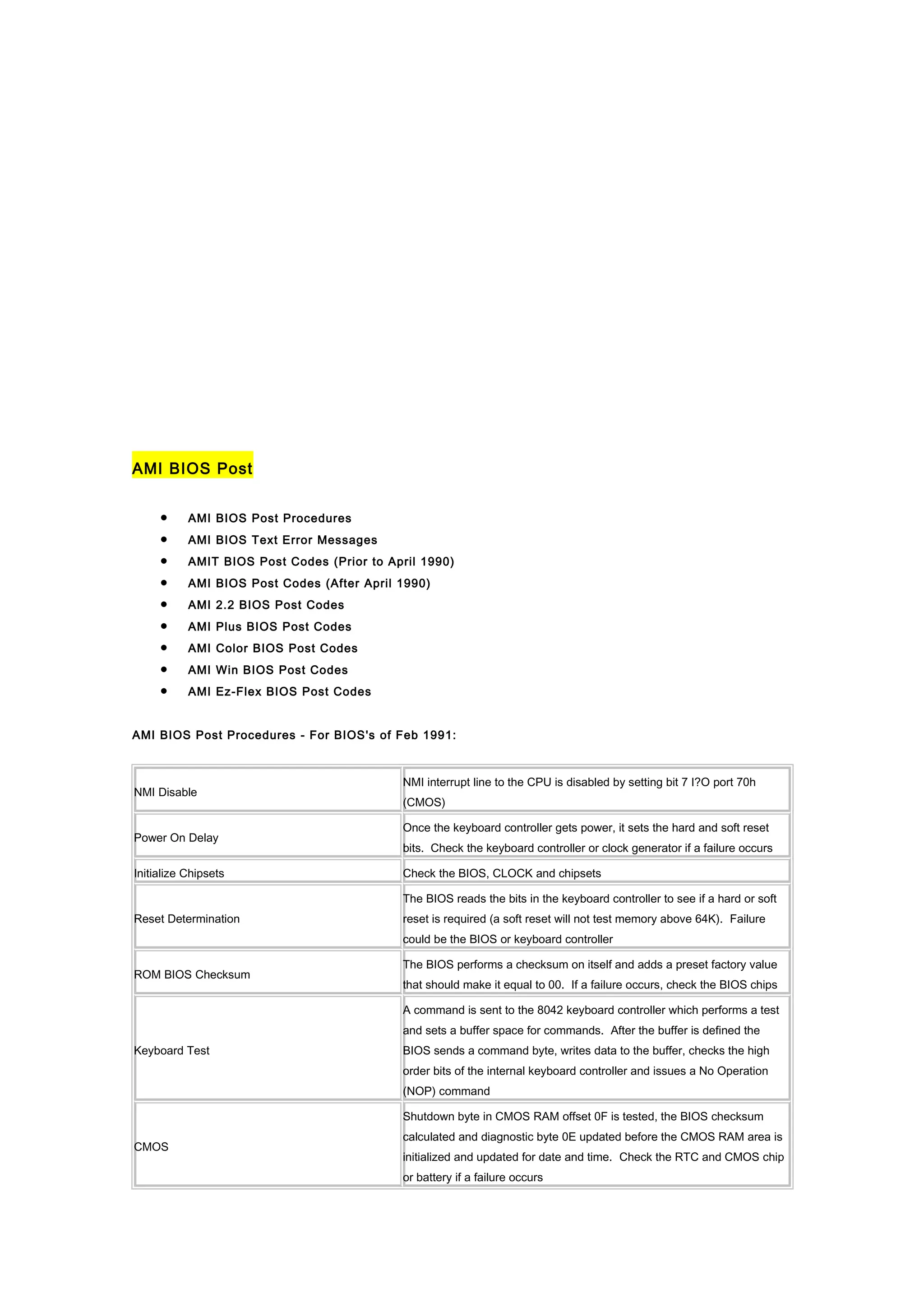 Funciones del bios y codigos post ingles | DOC