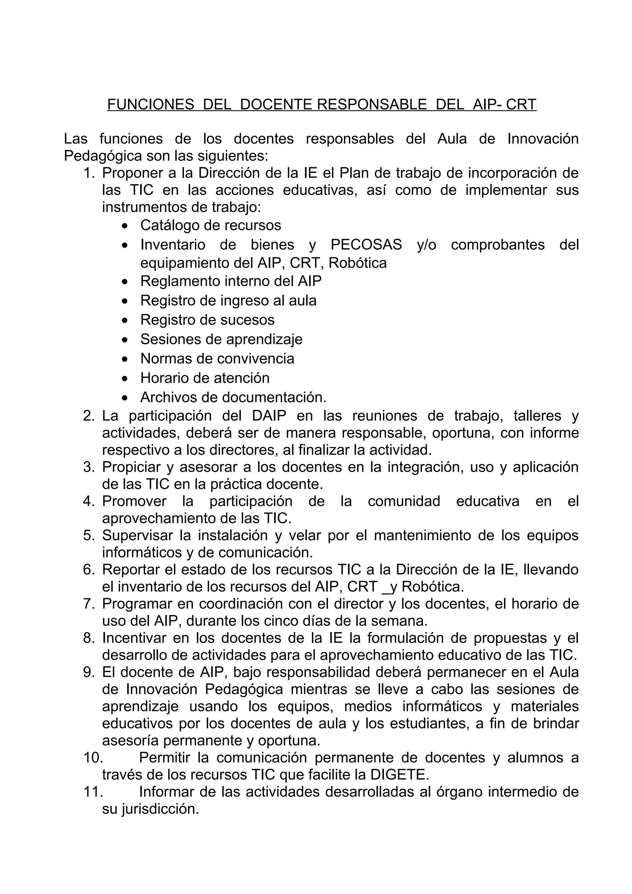 Funciones del daip | DOC | Education