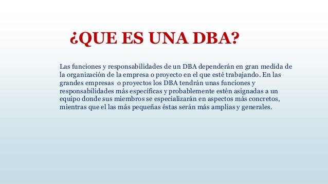 Funciones del dba