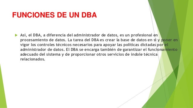 Funciones de un dba