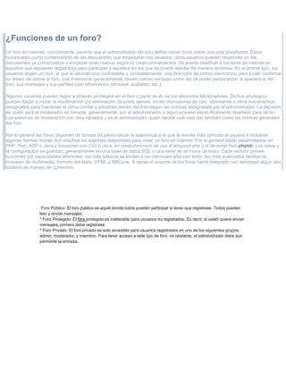 Funciones de un foro | DOCX