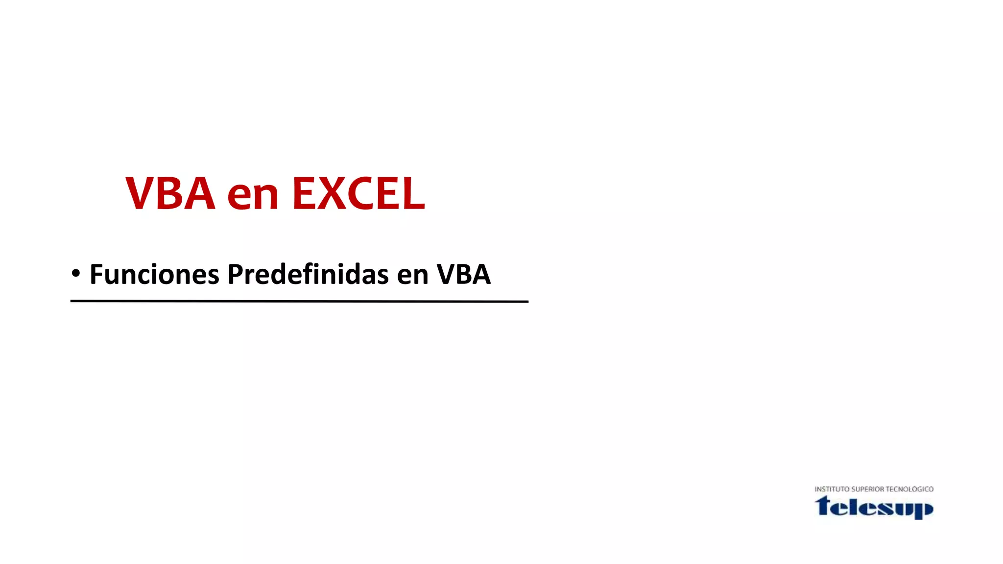 Funciones De Vba En Excel Ppt