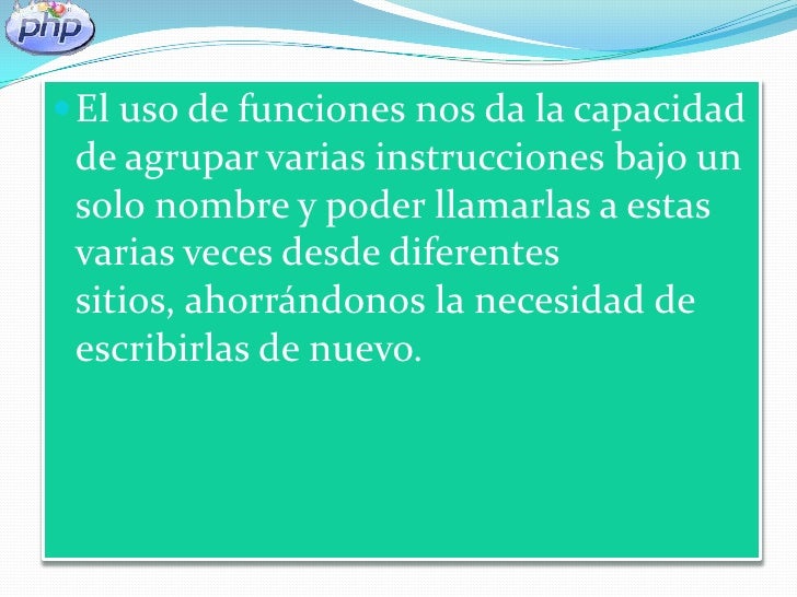 Funciones En Php Funcin En Php Uso De Funciones En