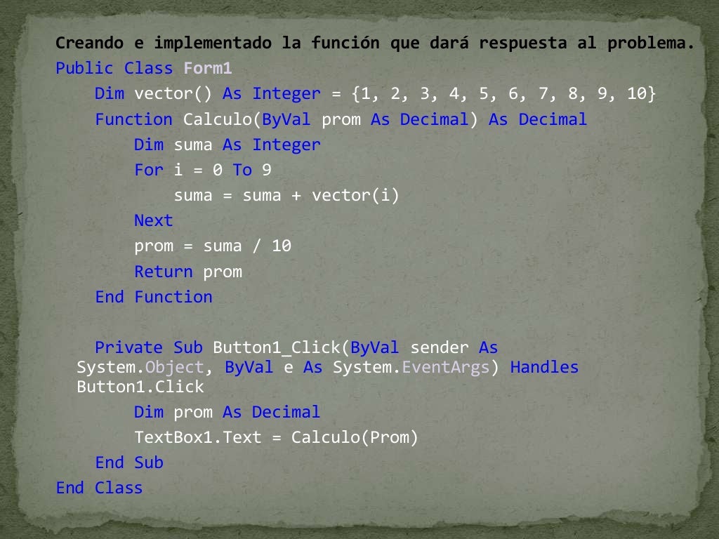 Funciones en visual basic