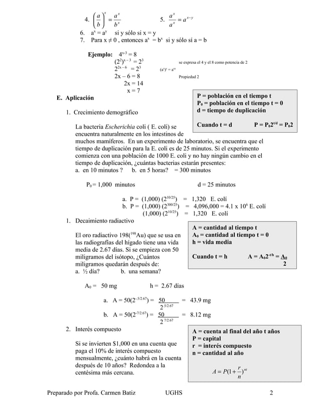 Funciones Exponenciales Y Logarítmicas Pdf