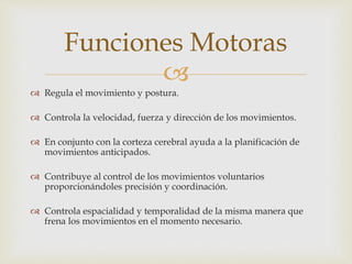 Funciones motoras del cerebelo | PPTX