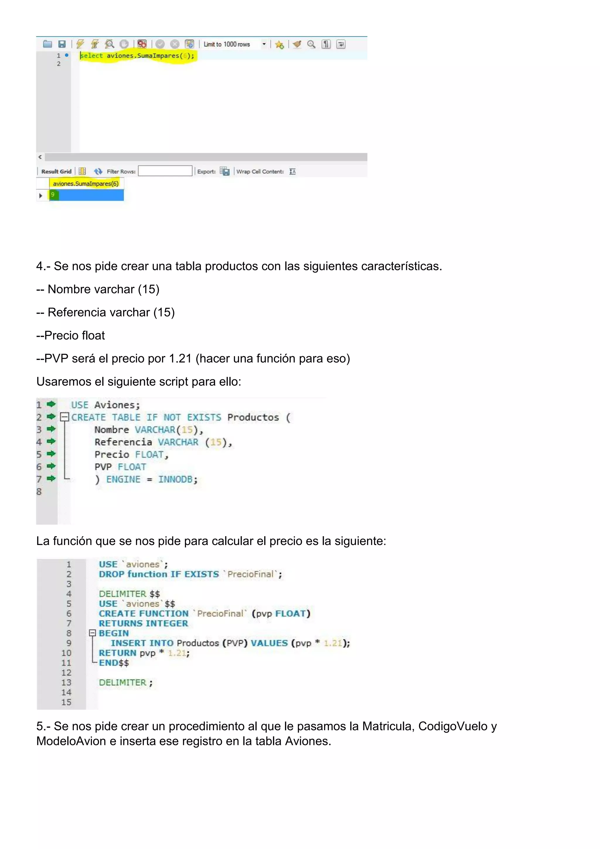 Funciones y procedimientos en mysql | PDF