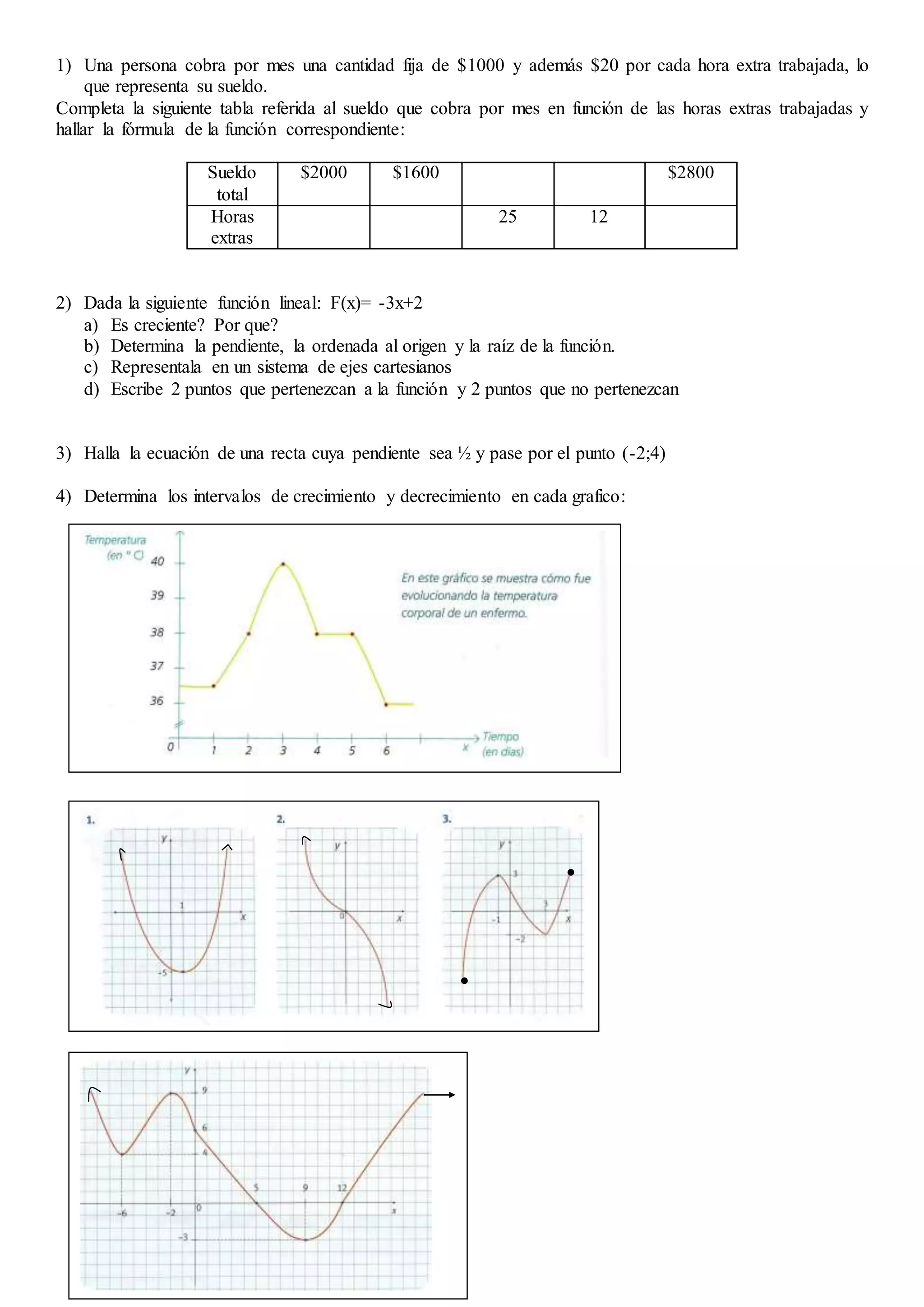 Funcion lineal para practicar | DOCX