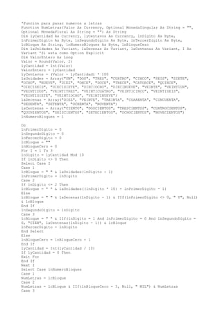Funcion num a letras | TXT
