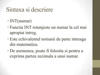 Functia int | PPTX